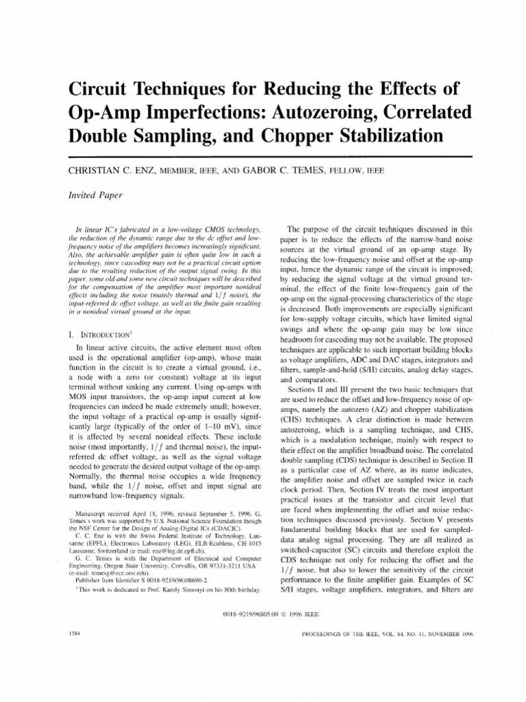 Op-Amp Imperfections: Autozeroing, Correlated Double Sampling, and ...