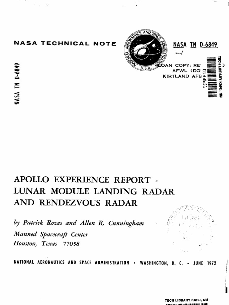 Apollo Lunar Module Radar Systems Report | PDF | Radar | Apollo Program