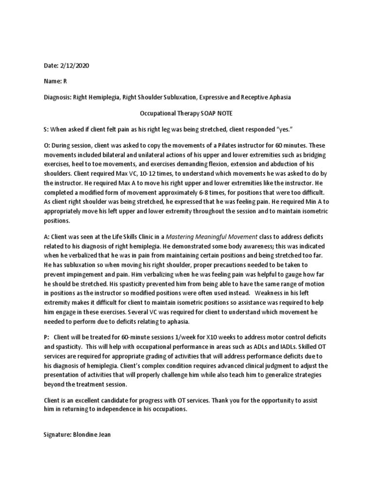 Soap Note MMM 1 | PDF | Anatomical Terms Of Motion | Neurology