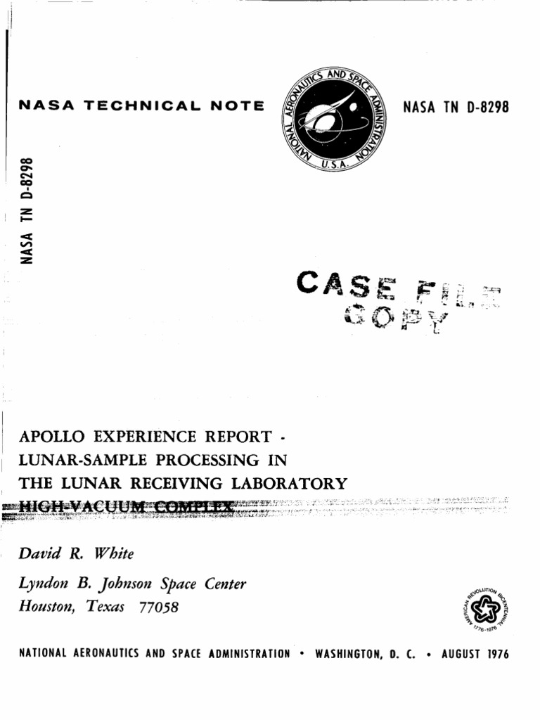 Apollo Experience Report Lunar-Sample Processing in The Lunar Receiving ...
