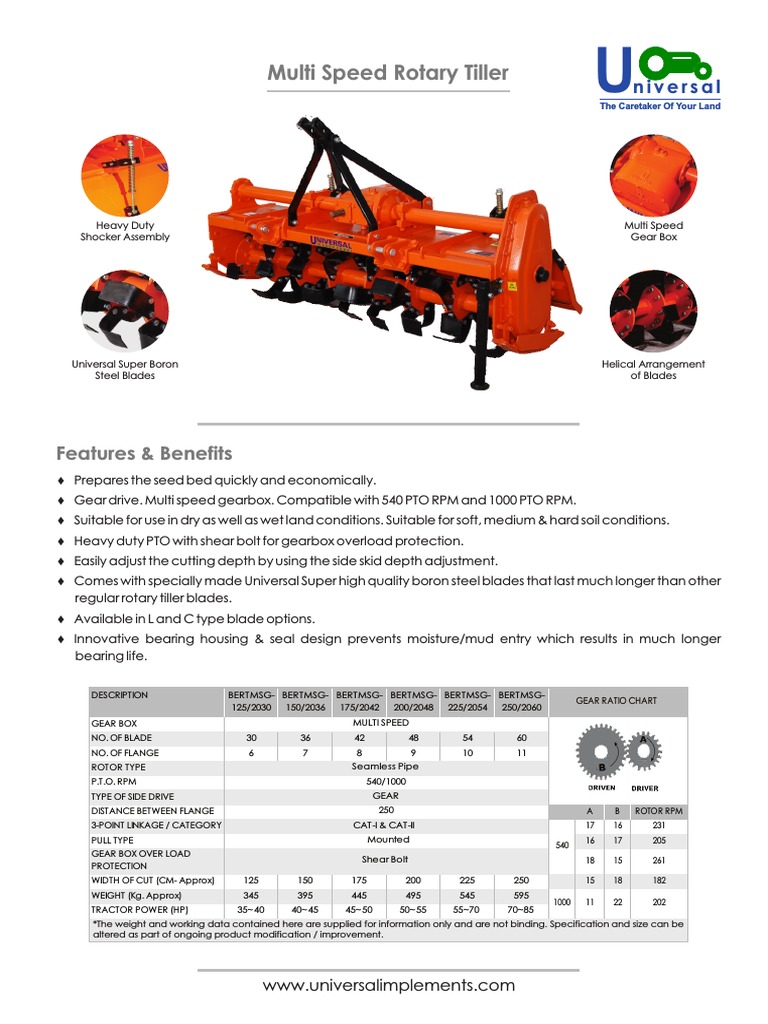 High-Quality Rotary Tiller Gear Specs | PDF | Transmission (Mechanics ...