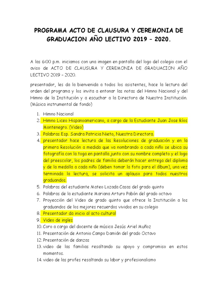 Programa de Clausura | PDF