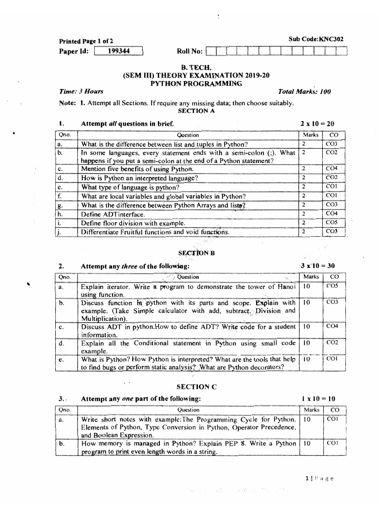 Python Programming KNC 302 | PDF