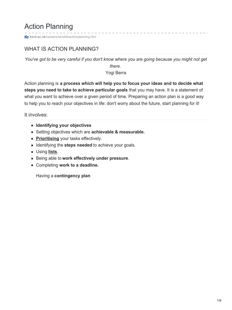 What Is Action Planning | PDF | Procrastination | Professional Skills