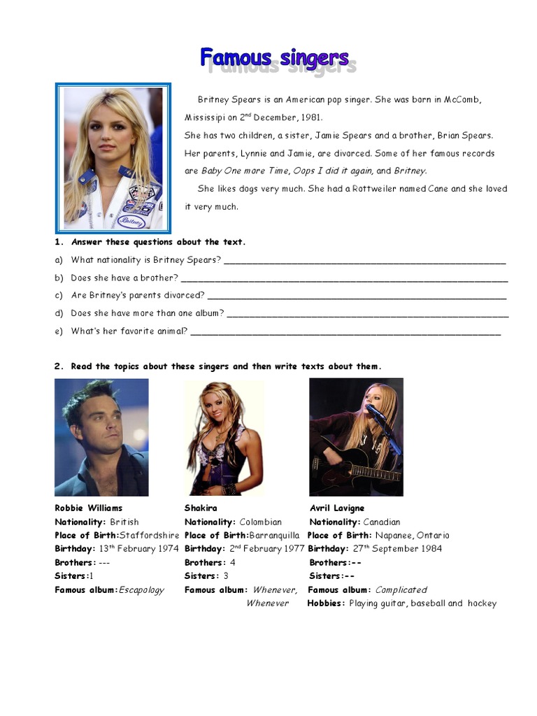 Famous Singers | PDF