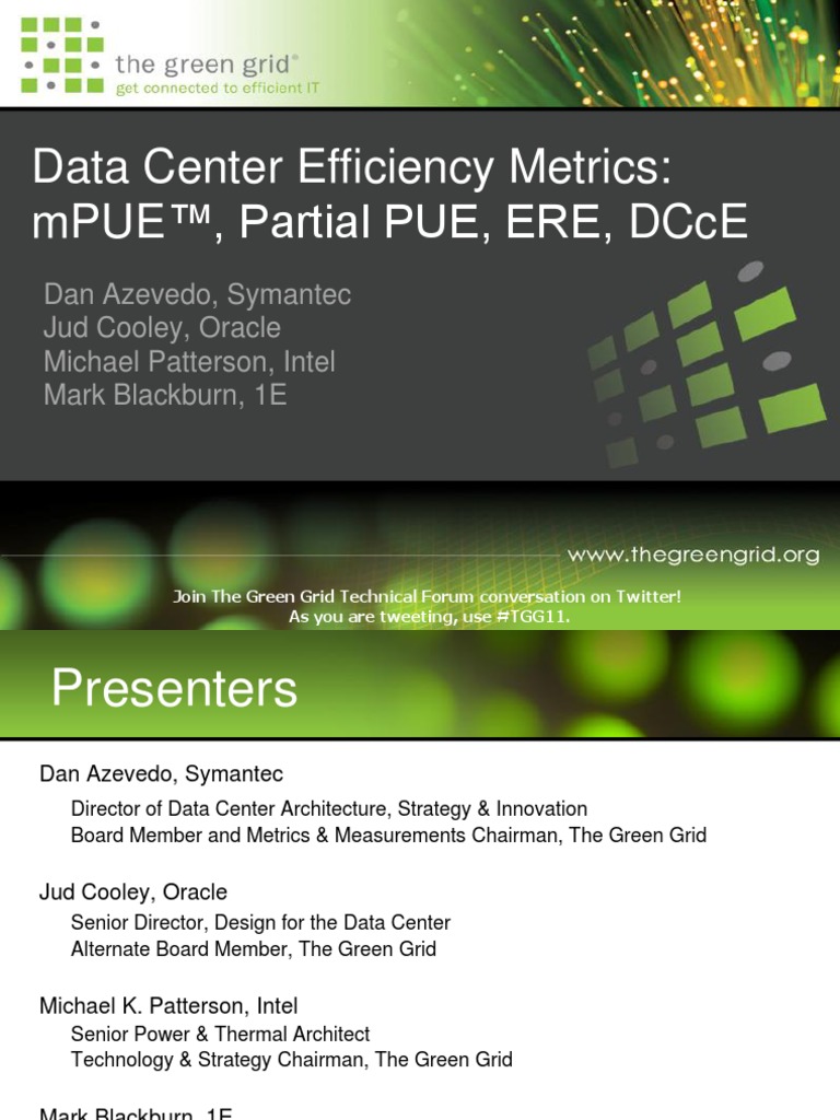 Data Center Efficiency Metrics: Mpue ™, Partial Pue, Ere, Dcce | PDF | Data Center | European Union