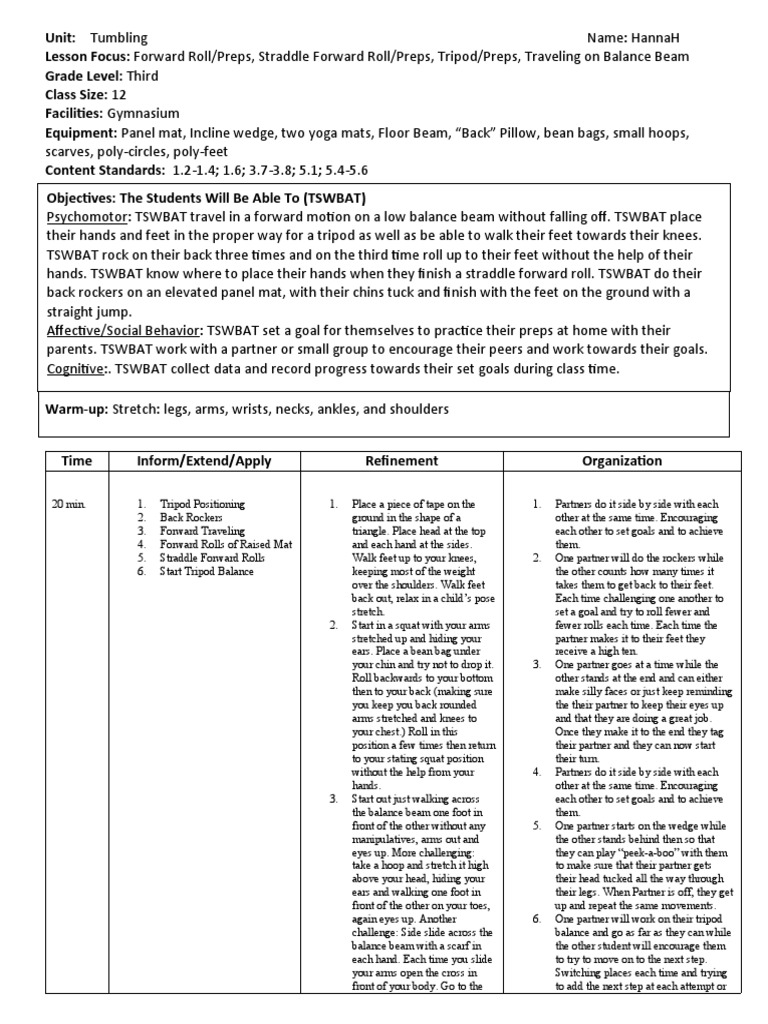 Third Grade Lesson Plan | PDF | Sports