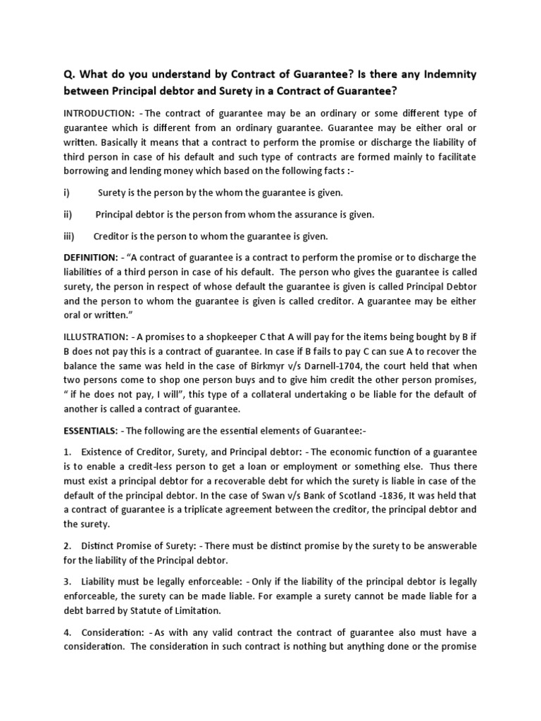 Contract of Gurantee | PDF | Guarantee | Legal Ethics