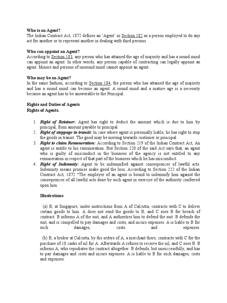 Who Is An Agent | PDF | Law Of Agency | Damages
