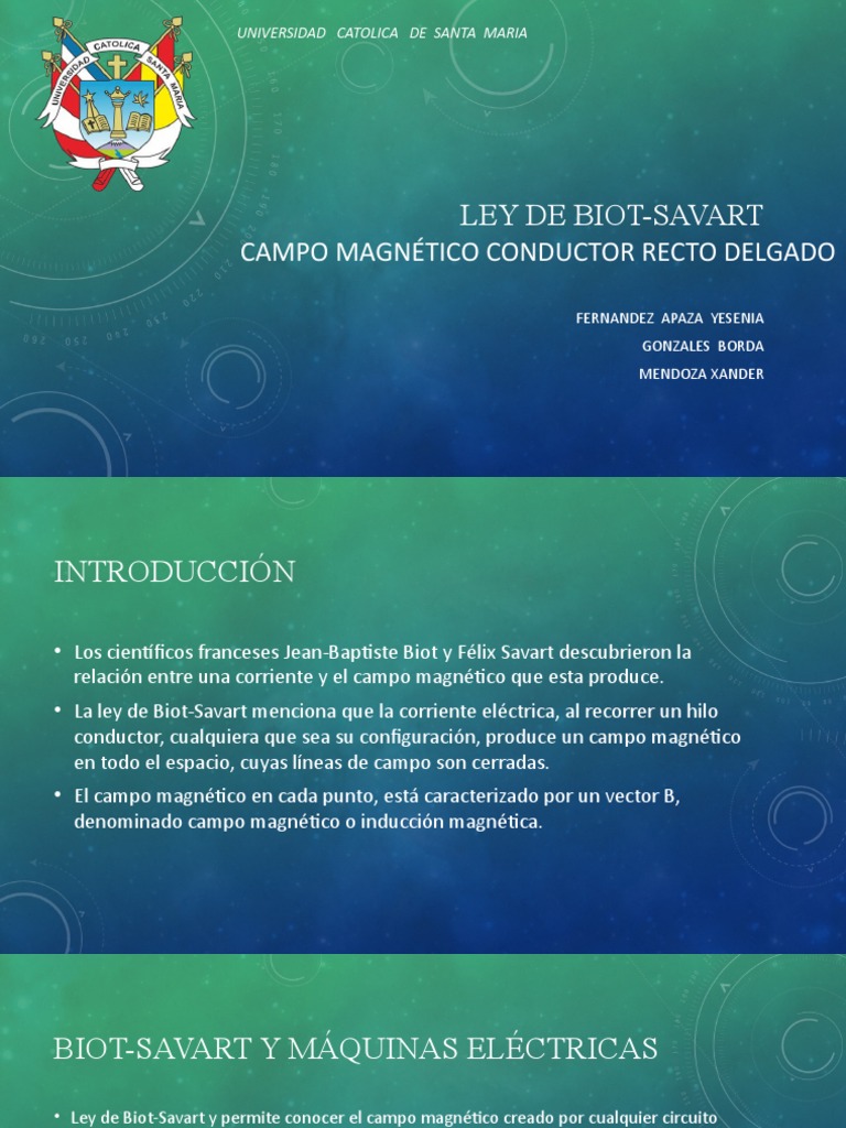 Ley de Biot Savart EXPO | PDF | Campo magnético | Corriente eléctrica