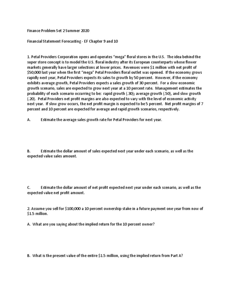 Finance Problem Set 2 | PDF | Venture Capital | Corporate Finance