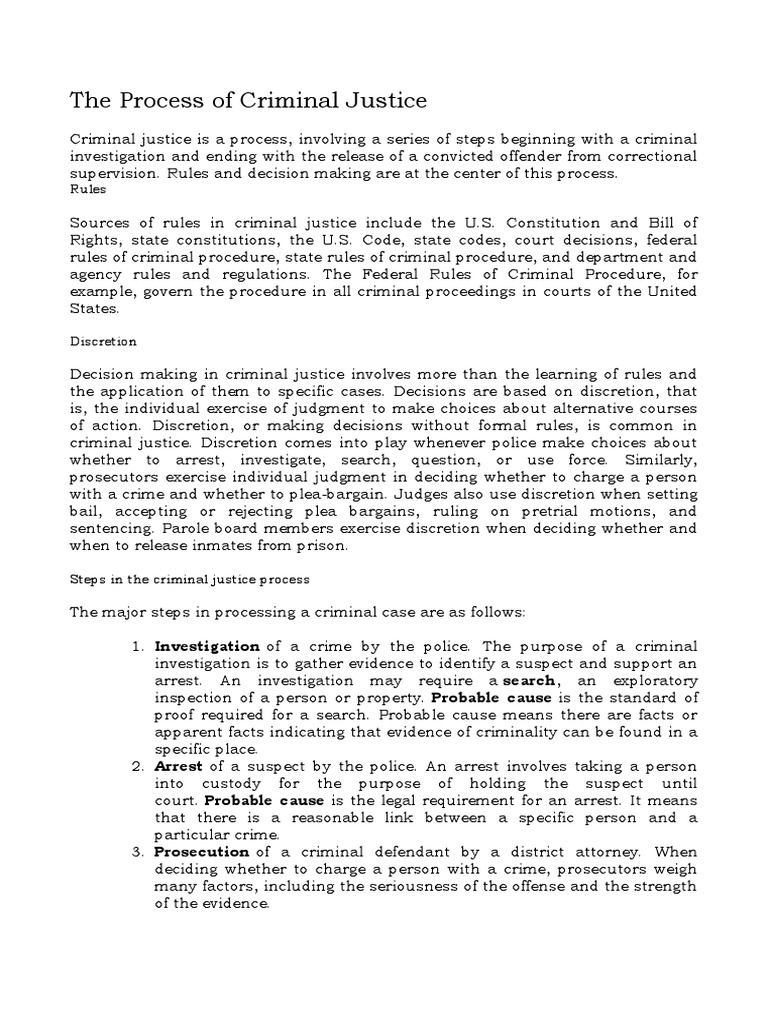 The Process of Criminal Justice | PDF | Prosecutor | Plea