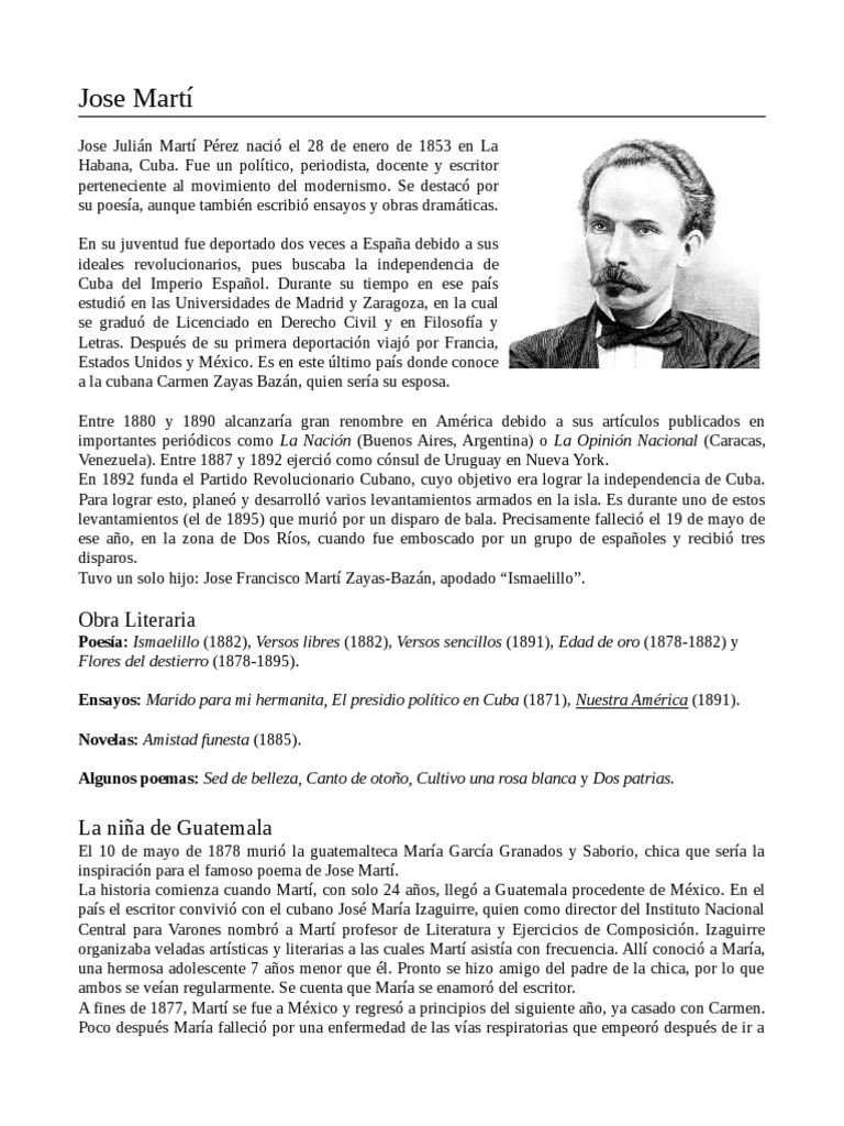 Literatura - Biografía de Jose Martí | PDF | Poesía