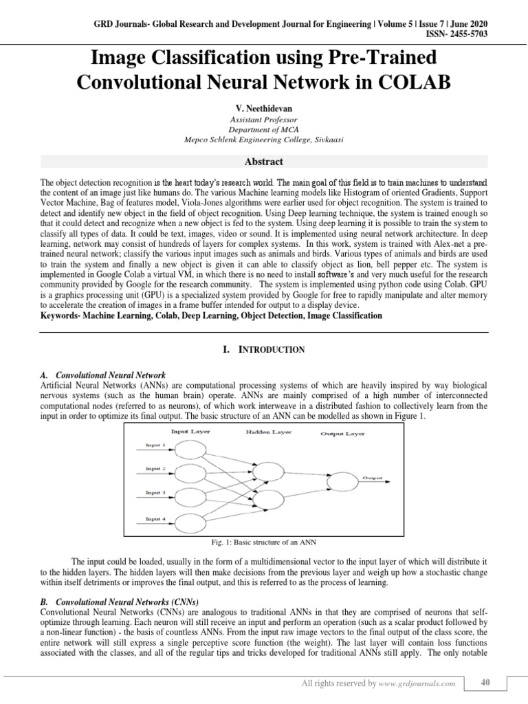 Image Classification Using Pre-Trained Convolutional Neural Network in COLAB | PDF | Deep ...
