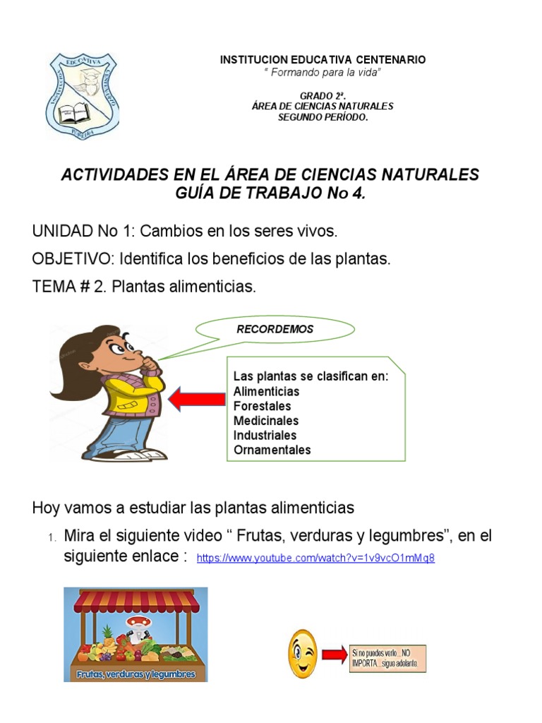 Actividades sobre Plantas Alimenticias | PDF | Comida y bebida | Alimentos