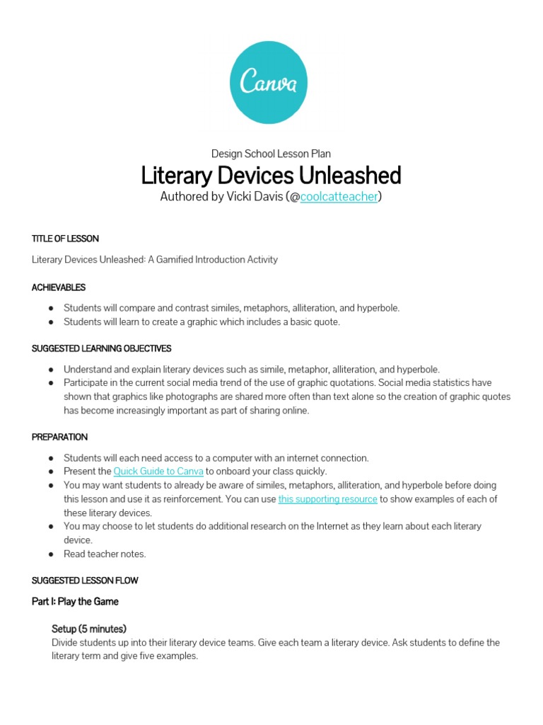 Lesson Plan - Literary Devices Unleashed | PDF | Metaphor | Social Media