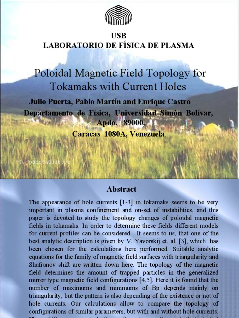 Poloidal Magnetic Field Topology For Tokamaks With Current Holes | PDF ...