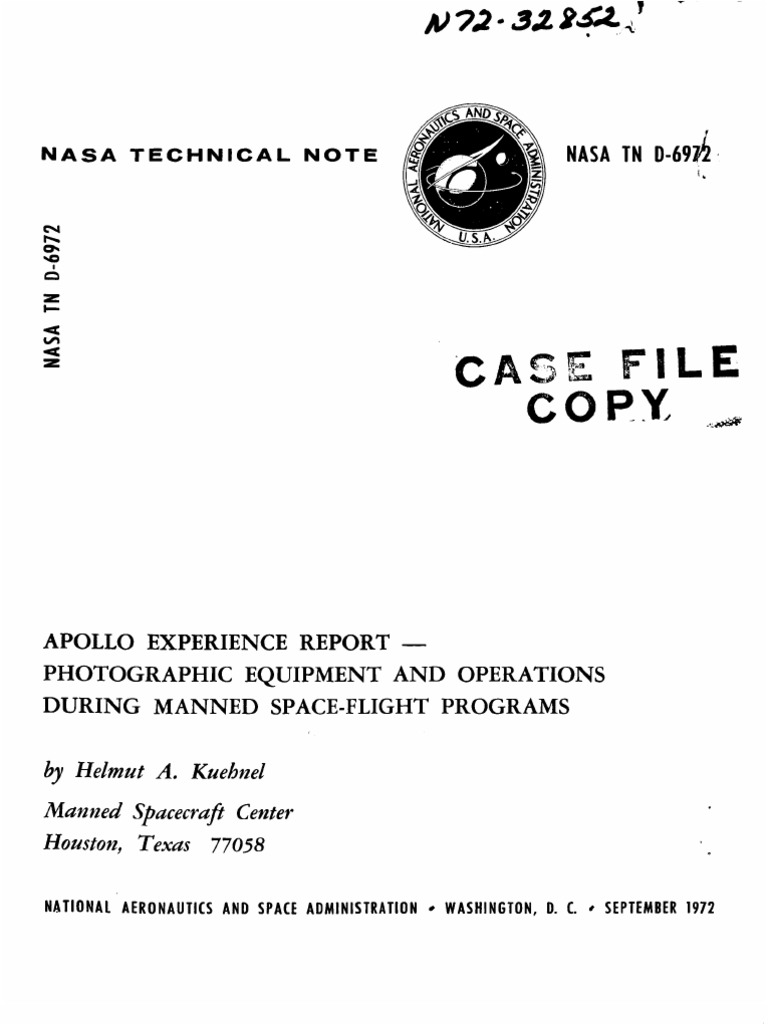 Apollo Experience Report Photographic Equipment and Operations During ...