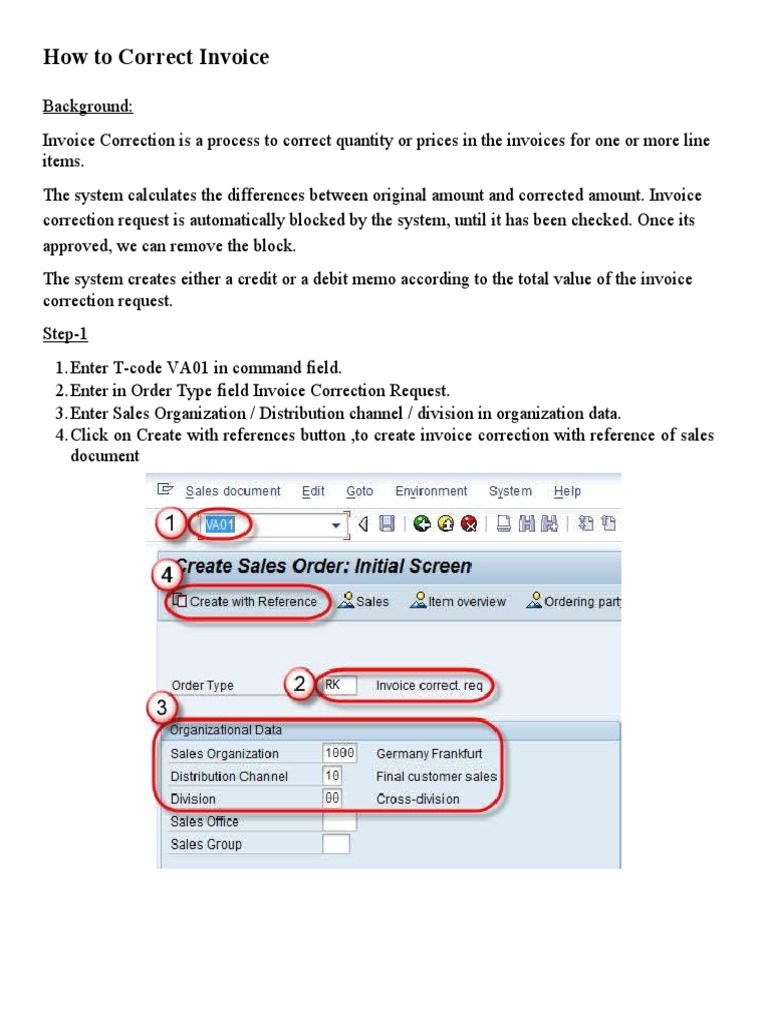 A Step-by-Step Guide to Processing Invoice Corrections in SAP | PDF