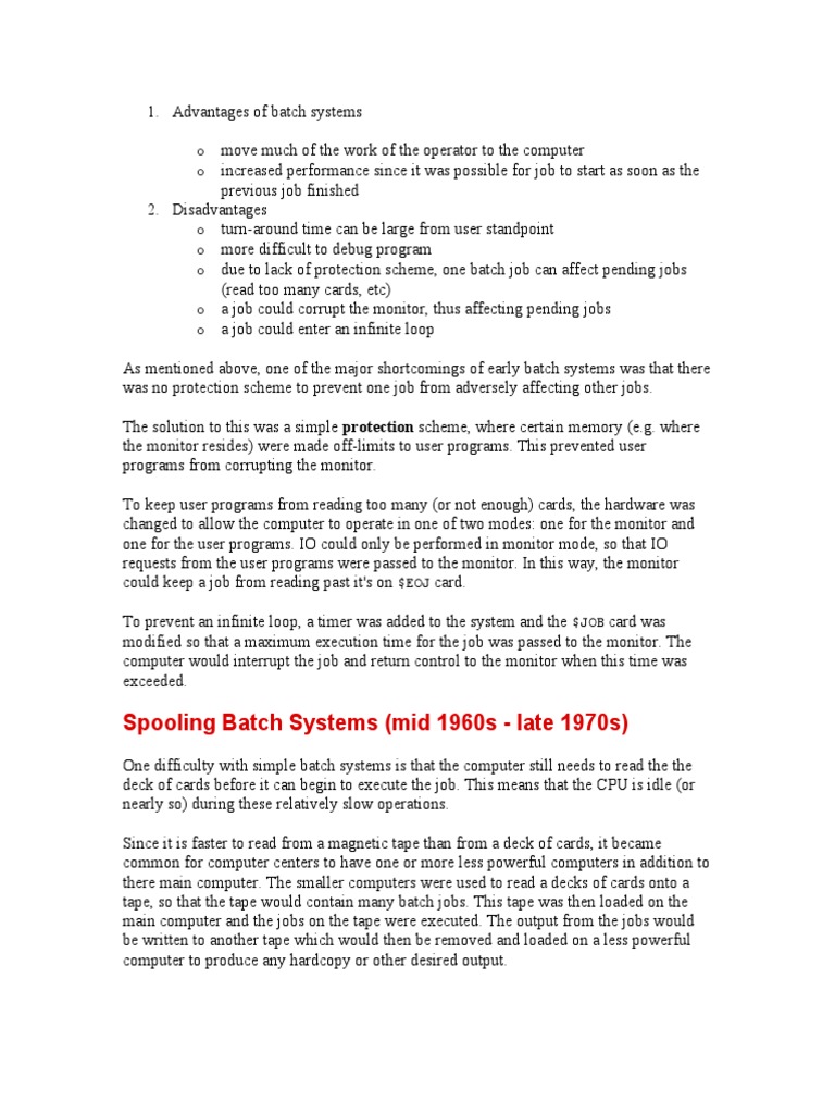 Evolution of Batch and Multiprogramming Systems | PDF | Process ...