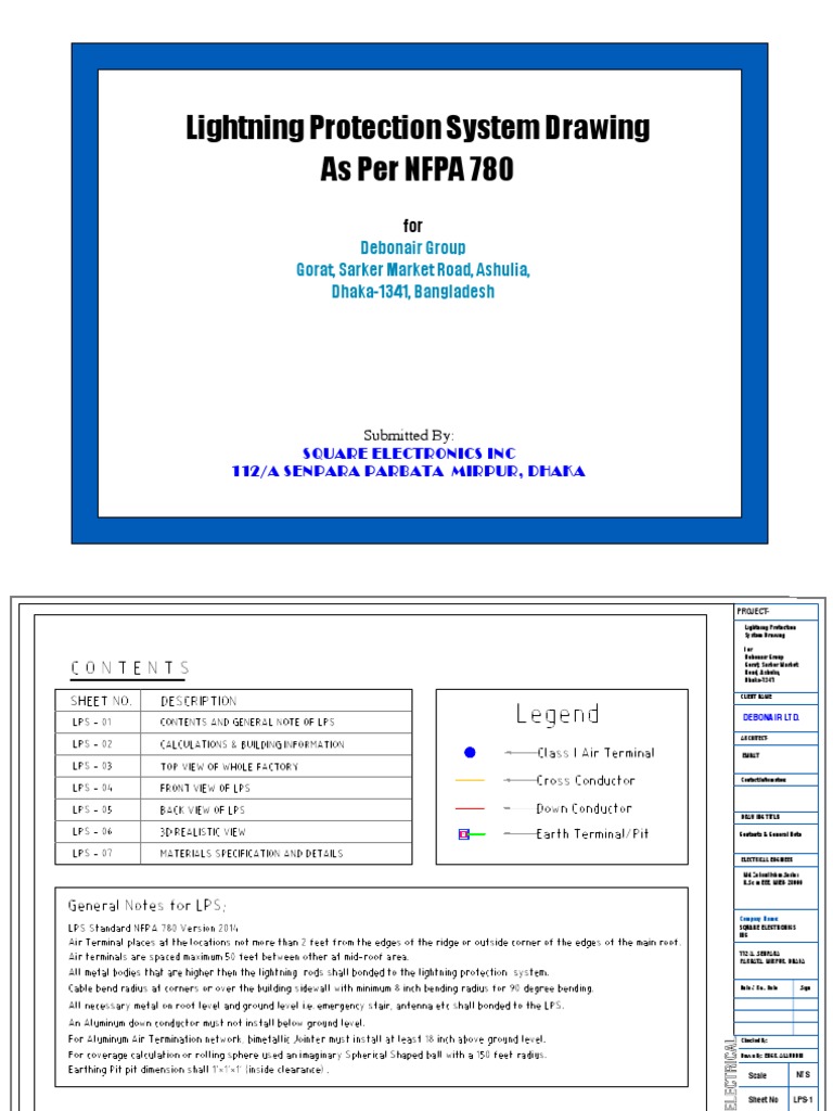 Lightning Protection System Drawing As Per NFPA 780 | PDF | Electrical ...