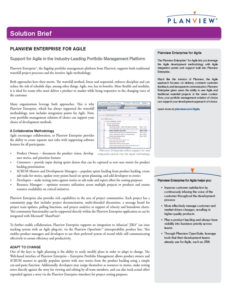 Planview Enterprise Agile | PDF | Agile Software Development | Scrum ...
