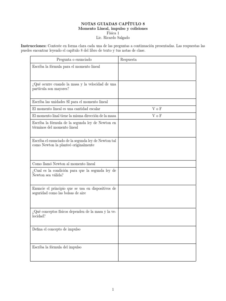 Notas Guiadas Cap8 | PDF | Impulso | Masa