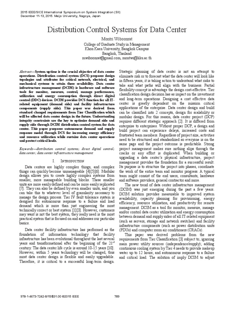 Distribution Control Systems For Data Center | PDF | Data Center ...