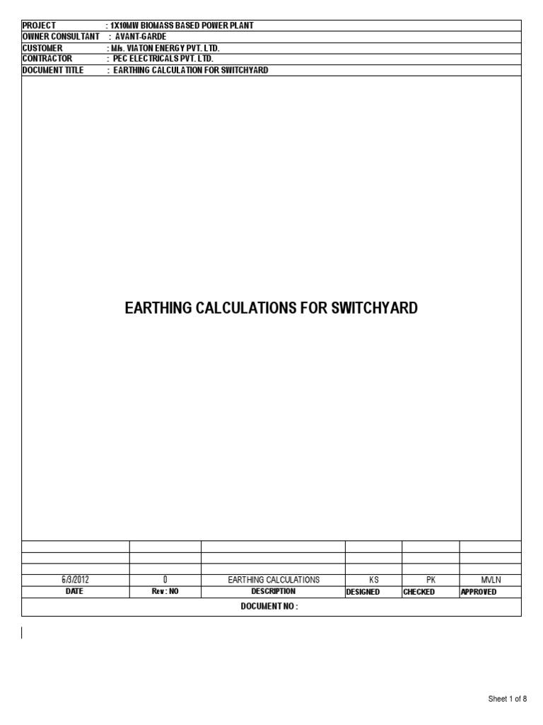 Earthing Calculations For 66KV Switchyard - 32mm Dia Rod-7!3!12 | PDF ...