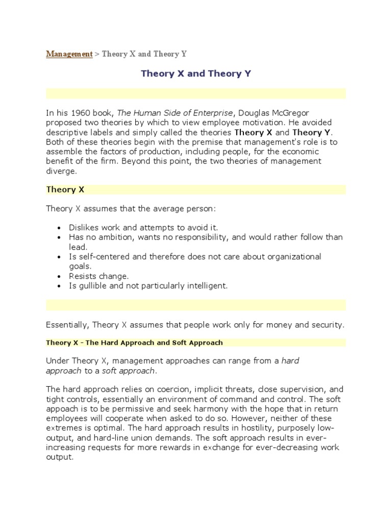 Mc'Gregors Theory X & Y | PDF | Motivation | Motivational