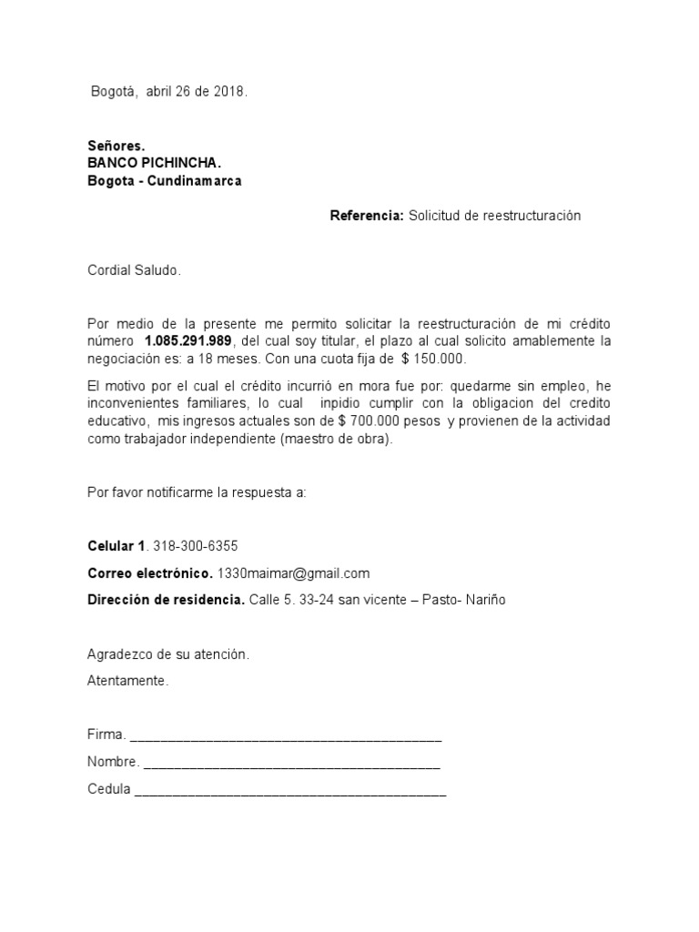Introducir 53+ imagen modelo carta de reestructuración - Abzlocal.mx Introducir 53+ imagen modelo carta de reestructuración - Abzlocal.mx