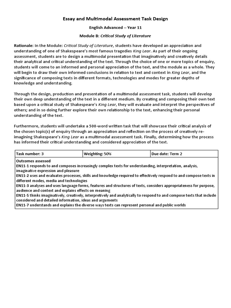 Multimodal Task on King Lear Analysis | PDF | King Lear | Cognition