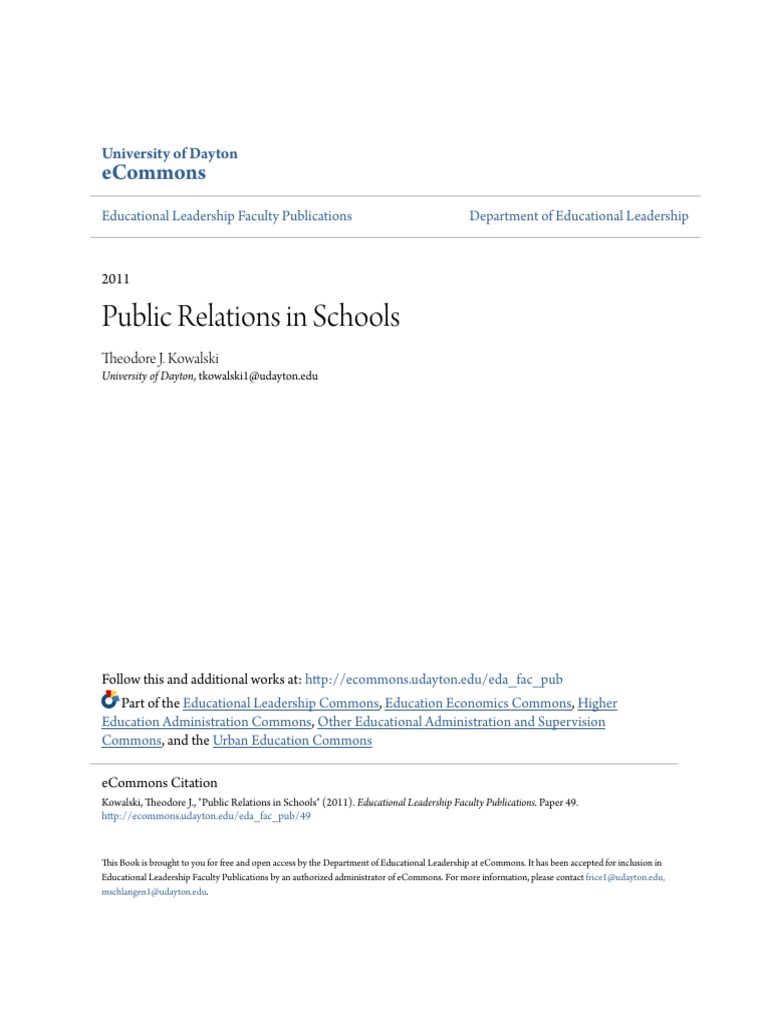 Public Relations in Schools: Ecommons | PDF | Propaganda | Social Capital
