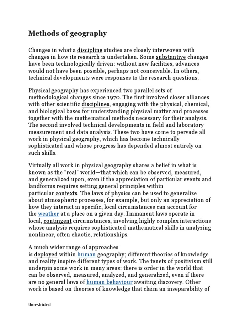 Methods of Geography | PDF | Geography | Academic Discipline Interactions