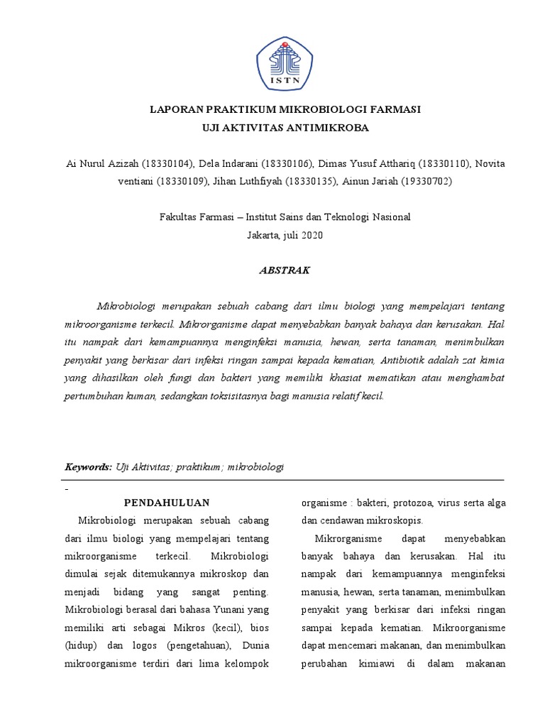 Jurnal - Prak.Mikro KEL 4 - Uji Aktivasi Antimikroba | PDF