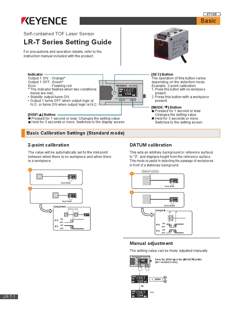 LR-T Series Setting Guide: Basic | PDF | Calibration | Bipolar Junction ...