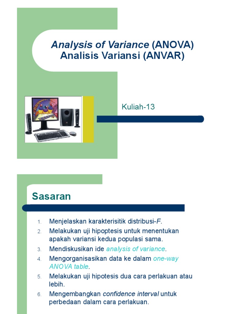 Uji ANOVA: Analisis Variansi dan F-Statistik | PDF | Metode & Bahan Ajar