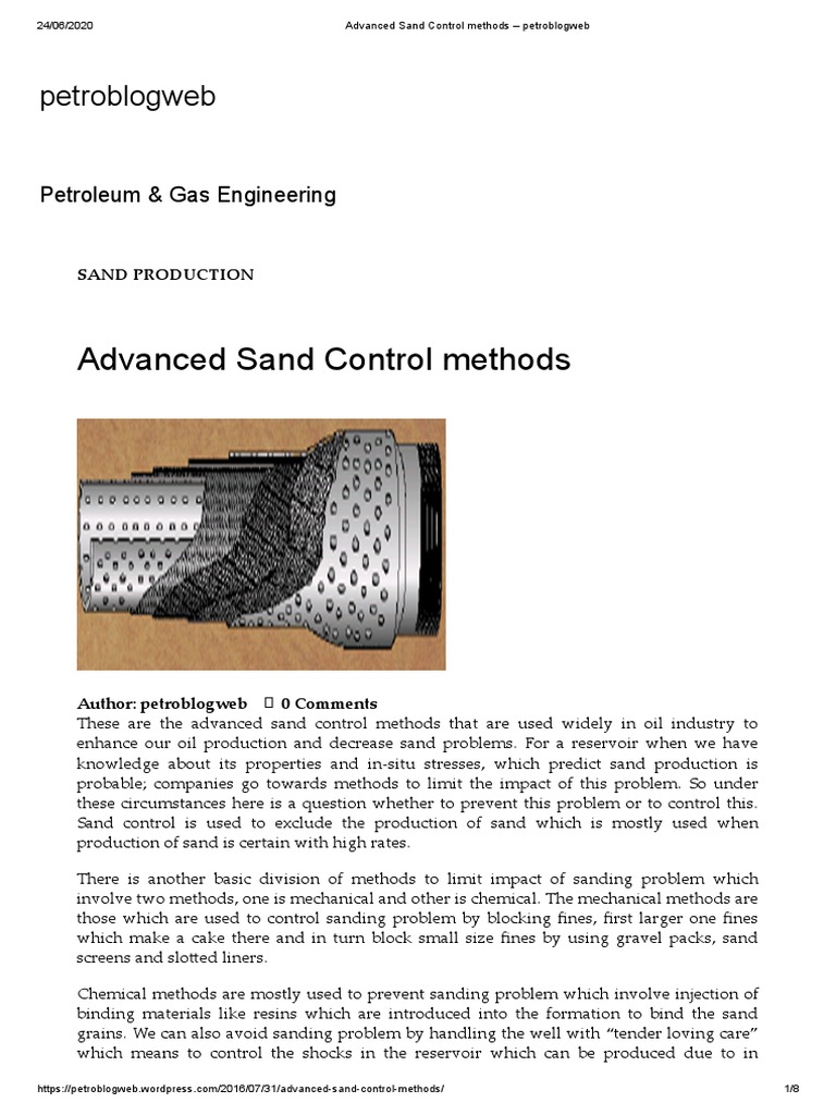 Advanced Sand Control Methods - Petroblogweb | PDF | Sand | Petroleum ...