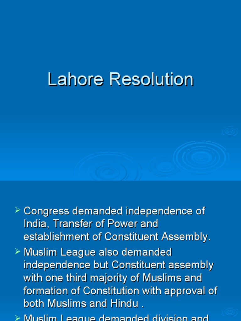 Lahore Resolution | PDF