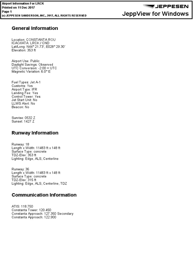 Jeppview For Windows: General Information General Information | PDF | Air Traffic Control | Runway