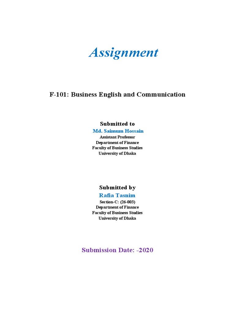 Assignment Cover Page | PDF