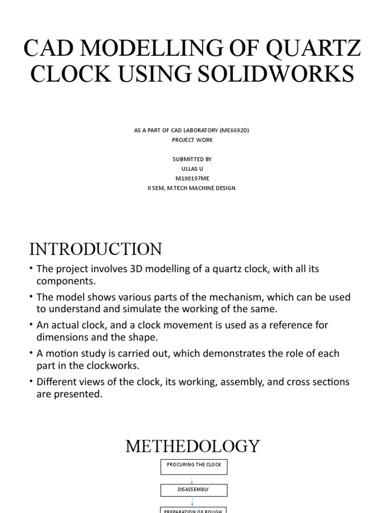 Cad Modelling of Quartz Clock Movement Using Solidworks | PDF | Clock ...