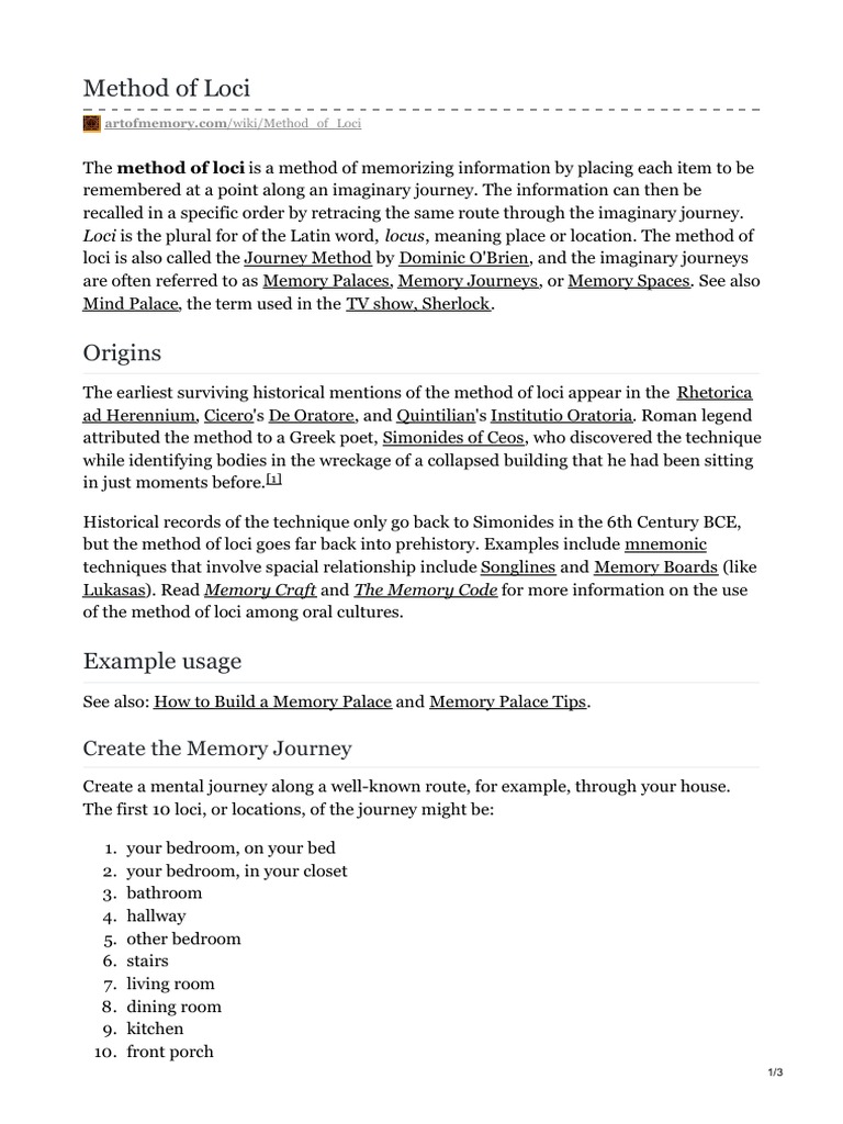 Method of Loci PDF | PDF | Mental Processes | Cognitive Neuroscience