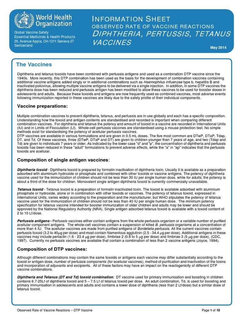 DTP Vaccine Rates Information Sheet | PDF | Vaccines | Drugs