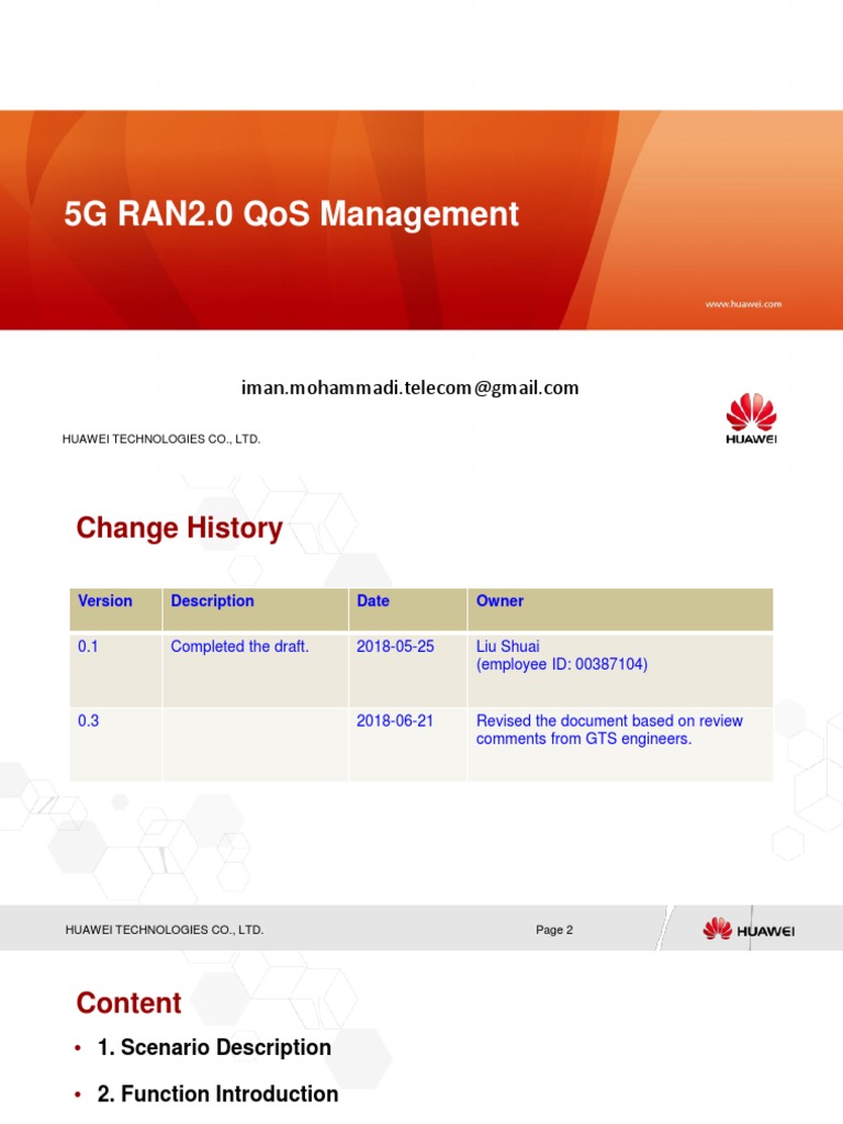 5G Ran2.0 Qos Management: Huawei Technologies Co., LTD | PDF | Quality ...