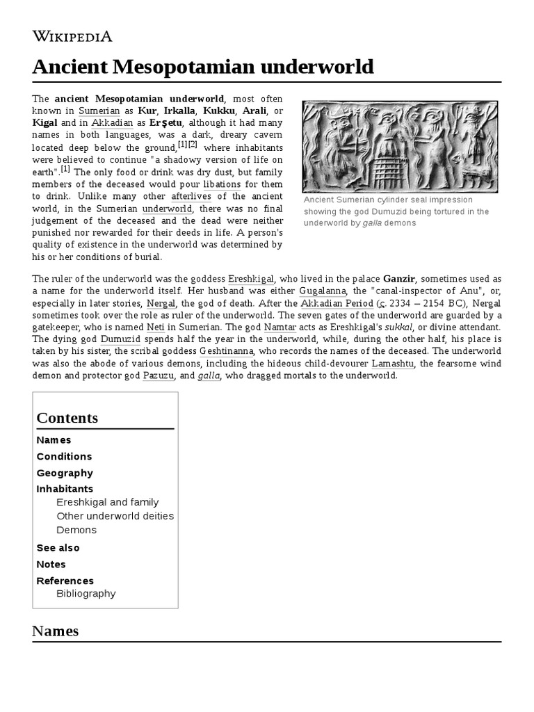 Mesopotamian Underworld: Kur and Ereshkigal | PDF | Comparative ...