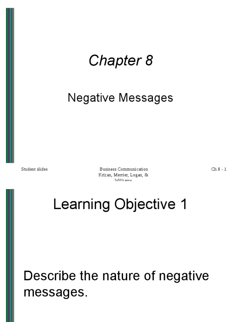 Negative Messages: Student Slides Business Communication Krizan ...
