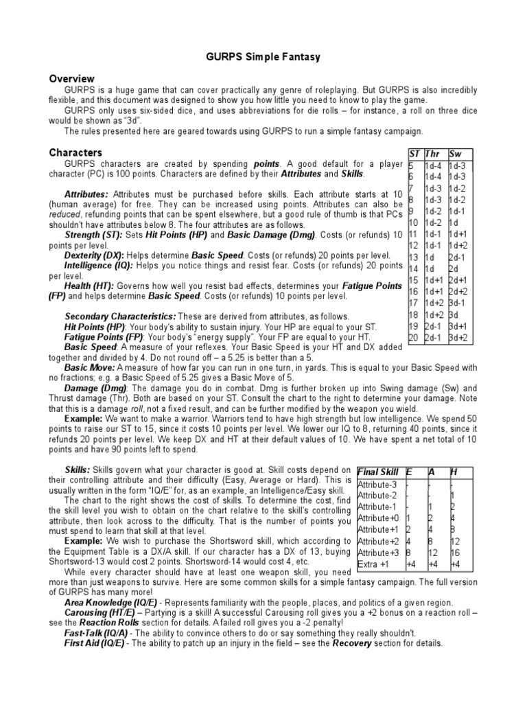 GURPS Simple Fantasy | PDF | Leisure