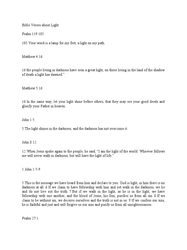 Bible Verses About Light | PDF | Theology | Jesus