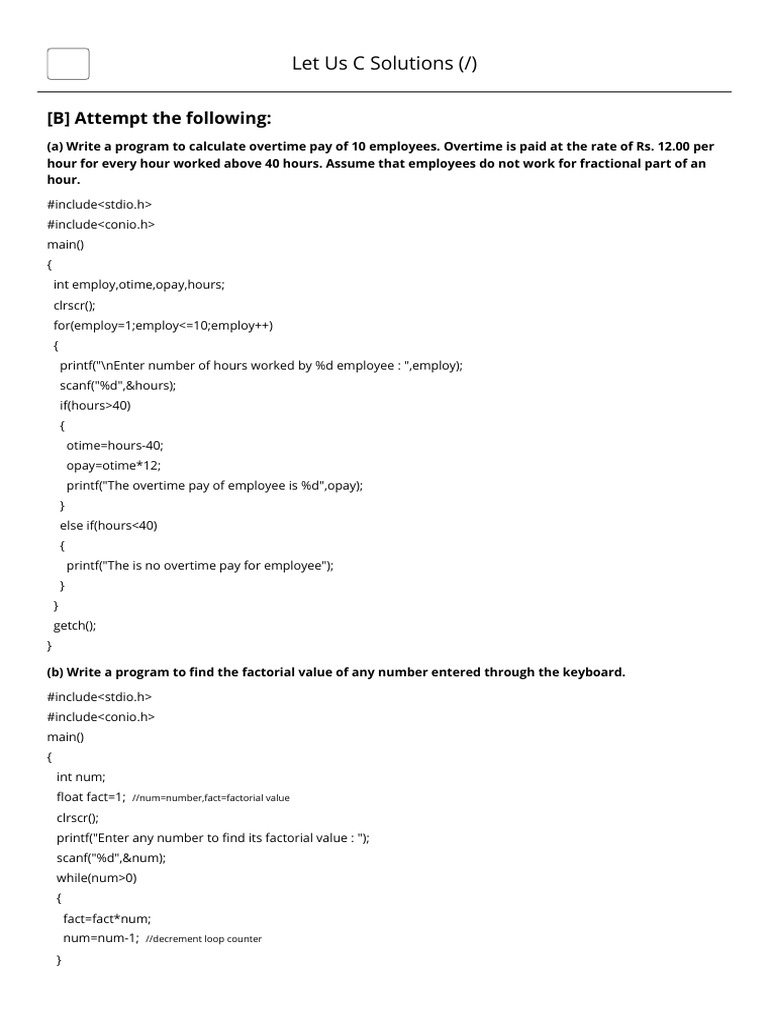 Chapter 3 Let Us C Solutions | PDF | Overtime | Teaching Mathematics